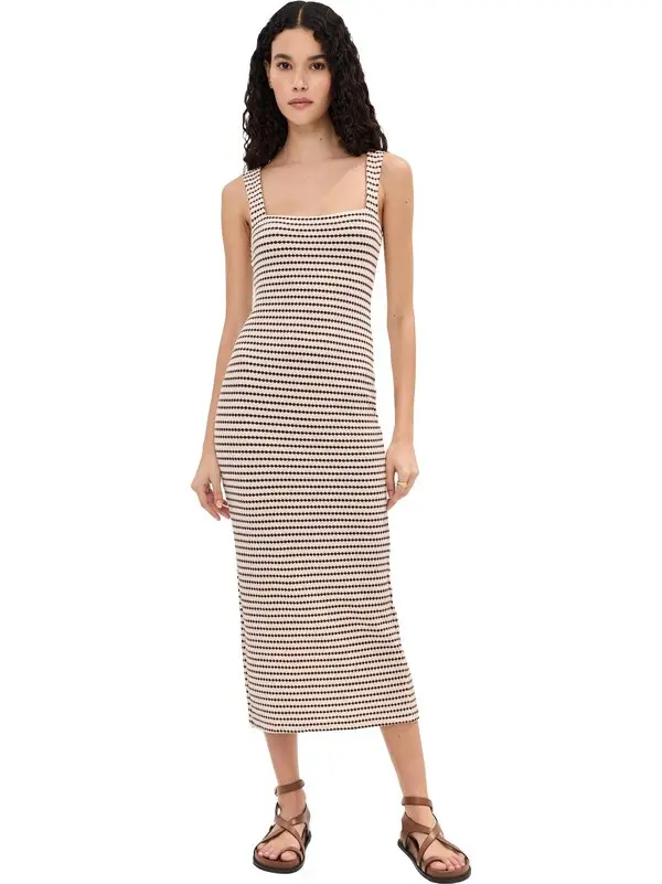 LE BOP Emilia Knit Midi Dress - Brown/white