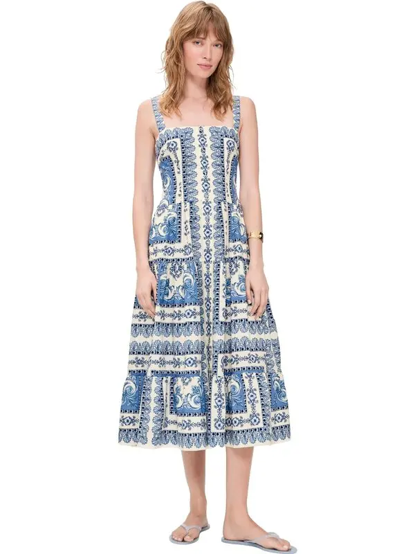 Cara Cara Margarita Tiered Midi Dress - Hudson Scarf Sky