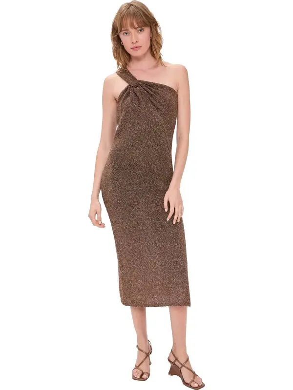 A.L.C. One Shoulder Knotted Maxi Dress - Milk Chocolate