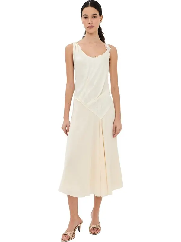 Victoria Beckham Lace Trim Asymmetrical Dress - Ivory