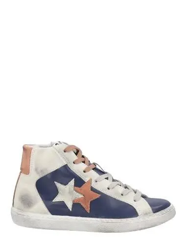 2STAR High-top Leather Sneakers - White