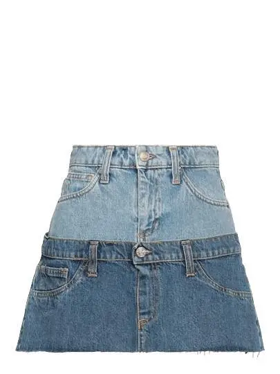 VICOLO Flared Denim Skirt - Blue
