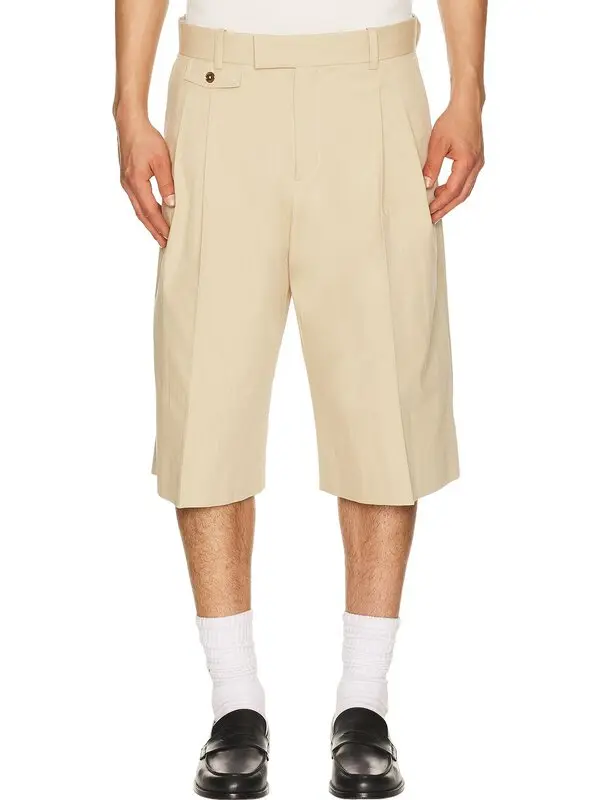 Drole De Monsieur Tailored Cotton Shorts - Beige