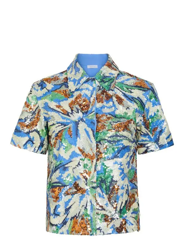 Rabanne Sequin-embellished Chiffon Shirt - Multicoloured