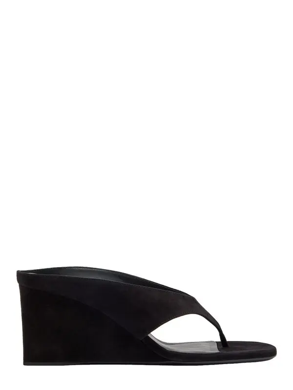 Alaïa 75 Suede Wedge Mules - Black