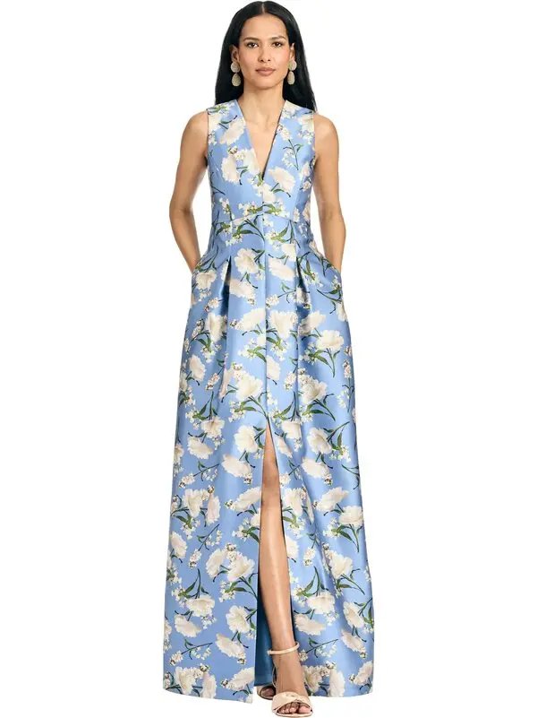 Sachin & Babi Brooklynne Printed Mikado Gown - Twilight Gardens