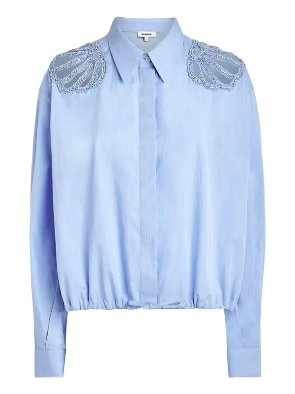 Sandro Cotton Embellished Shirt - Blue
