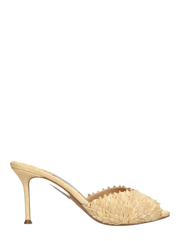 AQUAZZURA Raffia Rio Flirt Heeled Mules - Beige