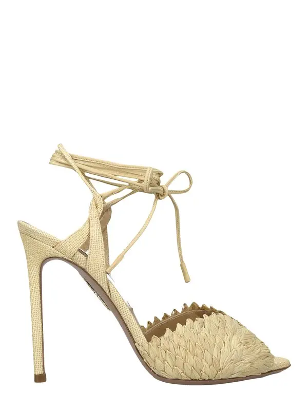 AQUAZZURA Raffia Rio Flirt Heeled Sandals 105 - Beige
