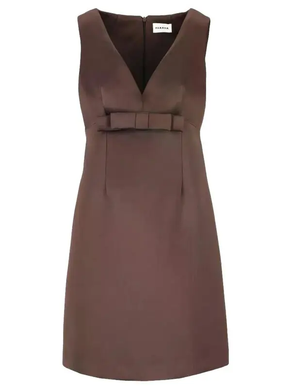 P.a.r.o.s.h Bow-detail V-neck Dress - Brown