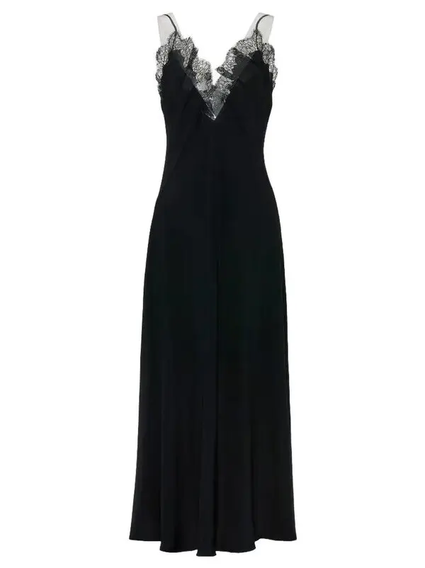 MAISON MARGIELA Lace-trim Midi Dress - Black