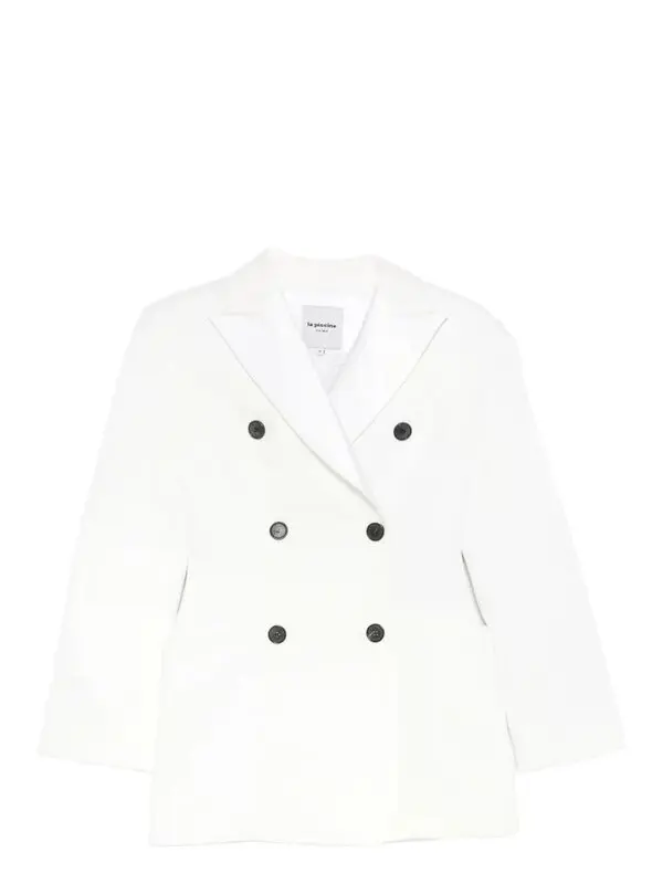 LA PISCINE Double-breasted Peak Lapel Blazer - White