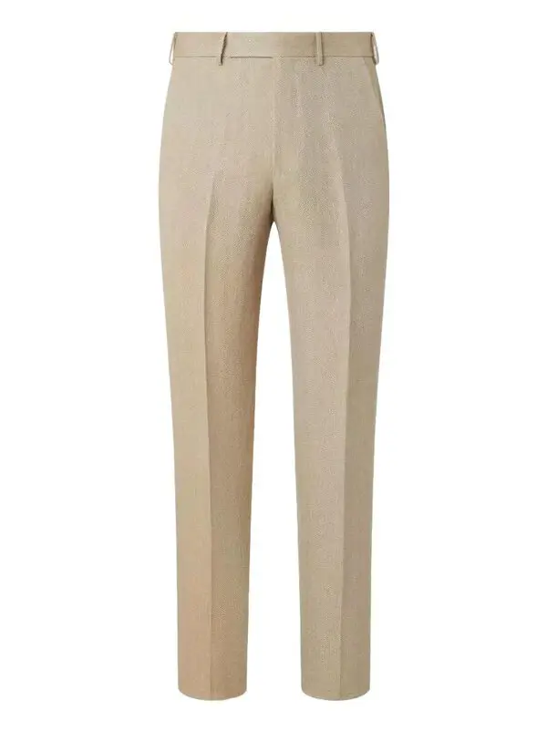 Zegna Oasi Herringbone Tailored Trousers - Neutrals