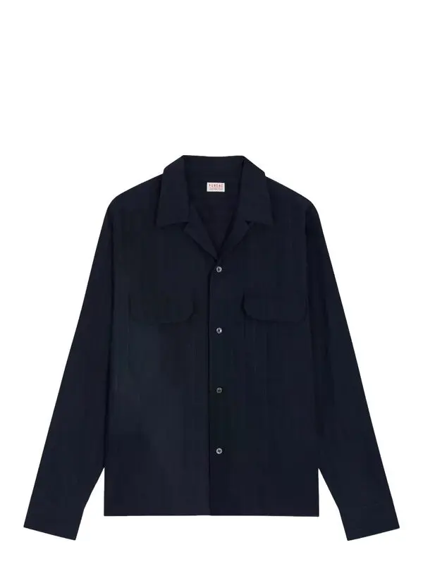 FURSAC Striped Flap-pocket Shirt - Blue
