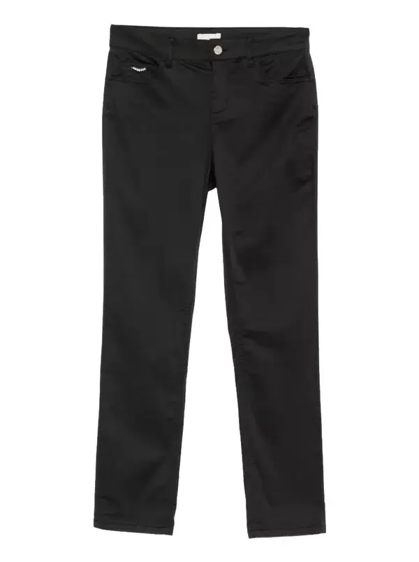 Liu Jo Slim-fit Trousers With Logo Patch - Black