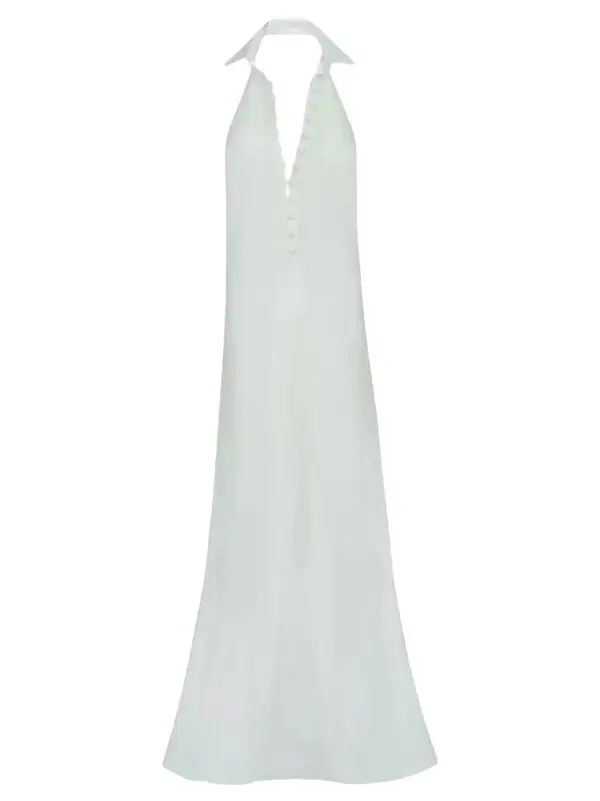 TALLER MARMO Barbara Halter-neck Maxi Dress - White