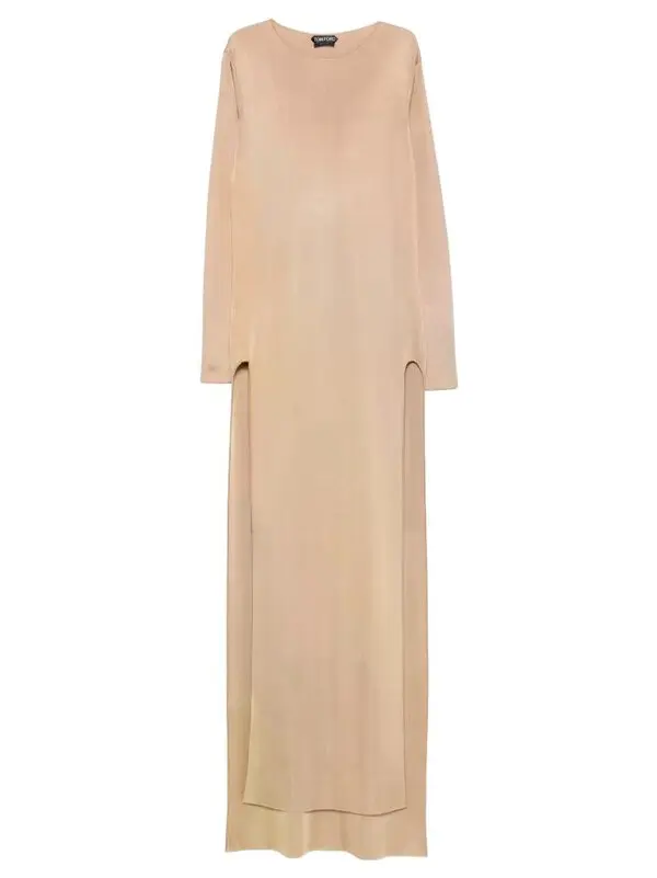 TOM FORD Long-sleeve Side-slit Gown - Brown
