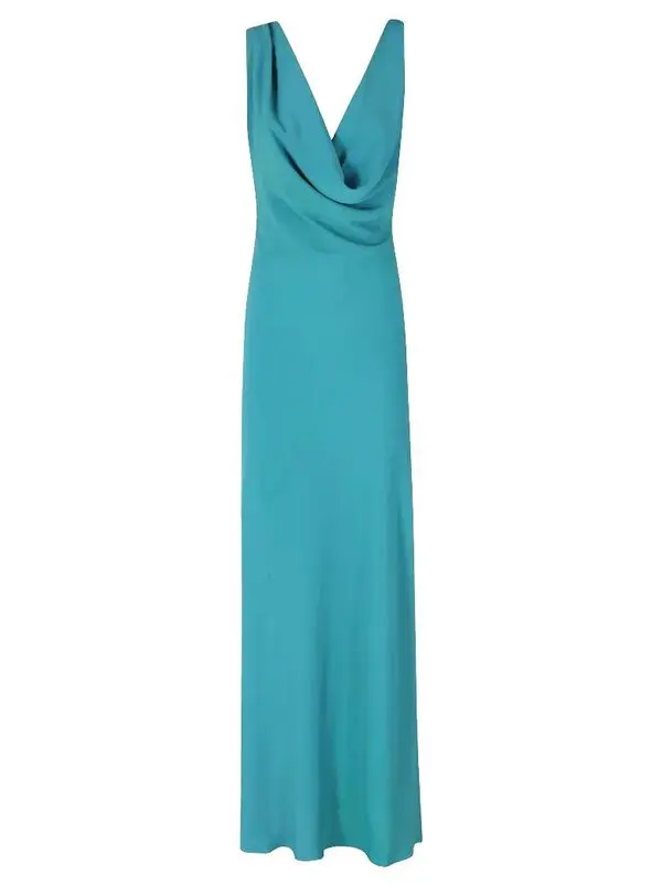 Andamane Draped Tie-fastening Dress - Blue