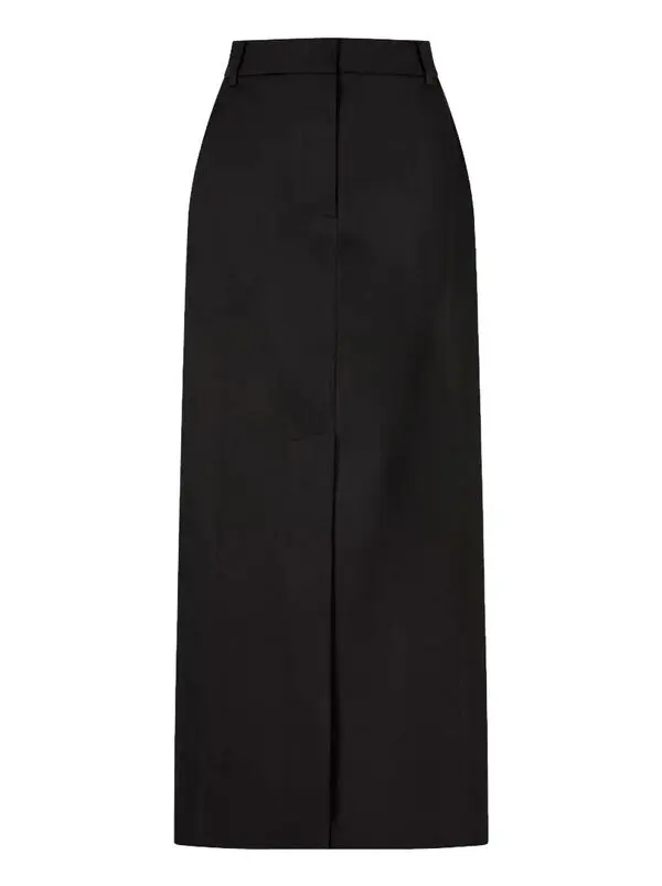 STUDIO TOMBOY Front-slit Skirt With Belt Loops - Black