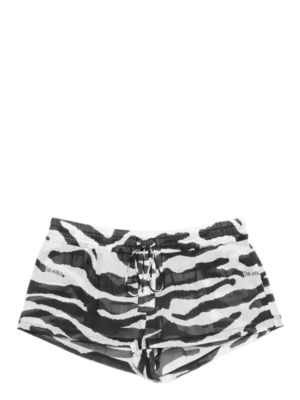 Attico Zebra-pattern Drawstring Shorts - White