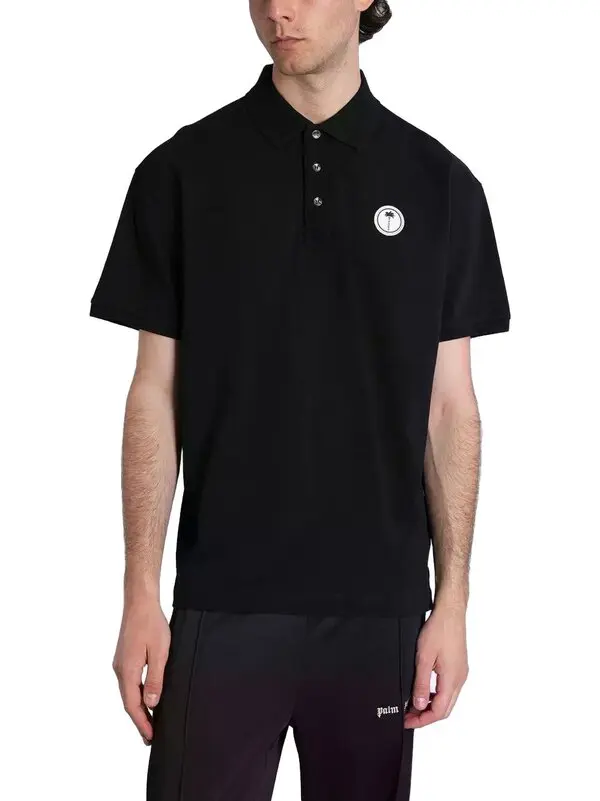 Palm Angels Logo-patch Polo Shirt - Black