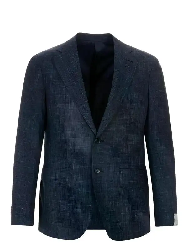 Caruso Aida Cross-hatch Single-breasted Blazer - Blue