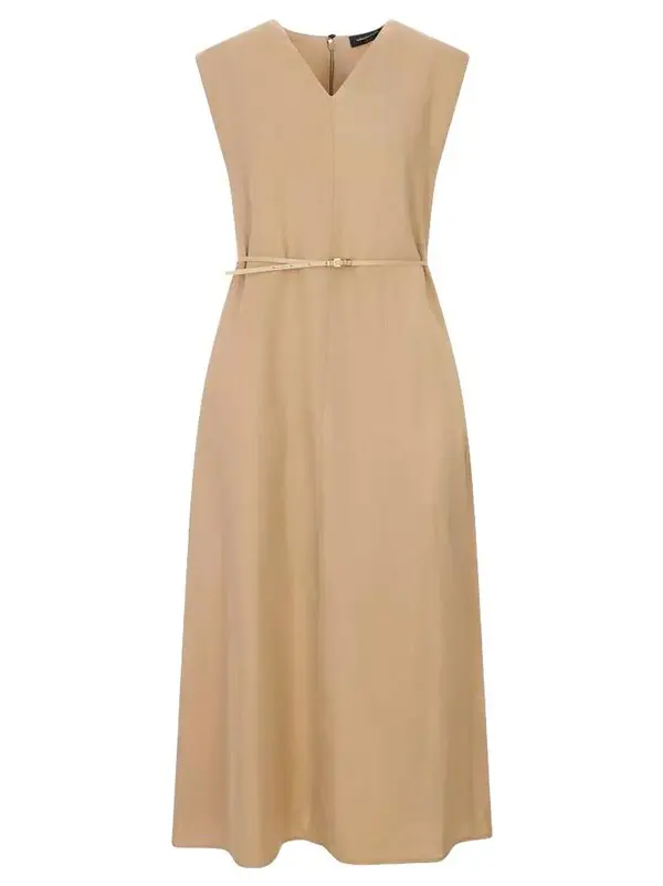 Fabiana Filippi Belted V-neck Dress - Neutrals