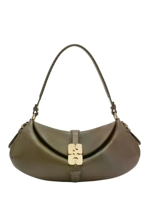 GANNI Logo-plaque Shoulder Bag - Green