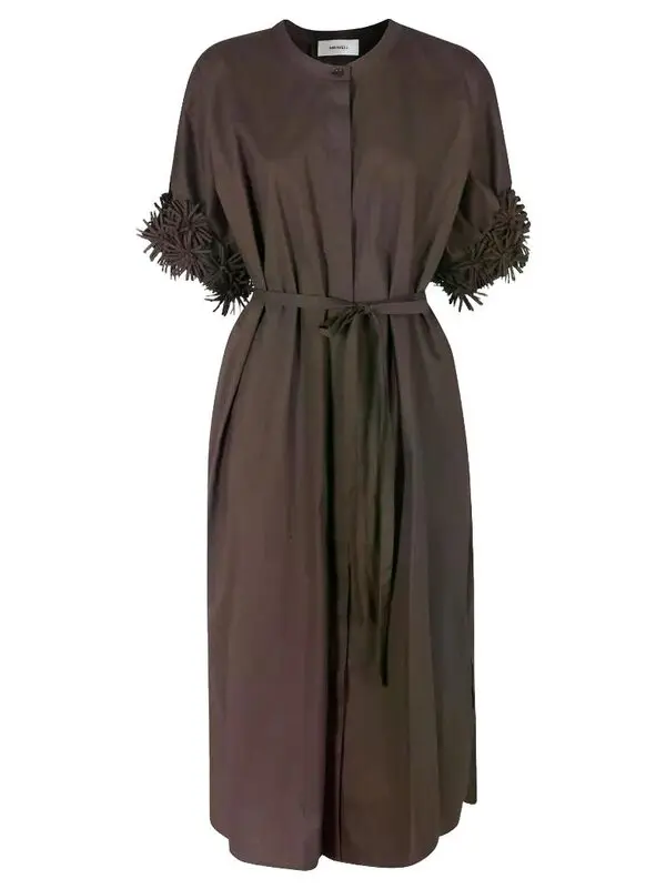 MEIMEIJ Fringe-detail Belted Midi Dress - Brown