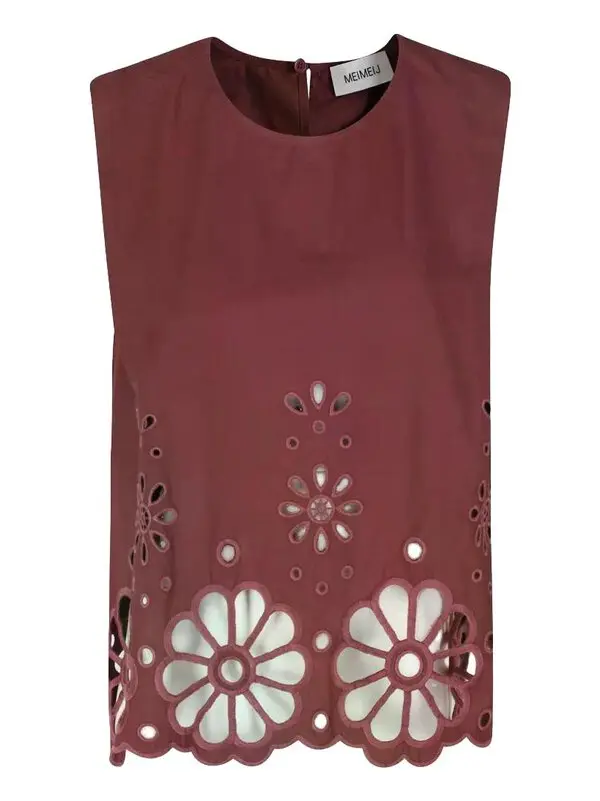 MEIMEIJ Broderie-anglaise Sleeveless Blouse - Red