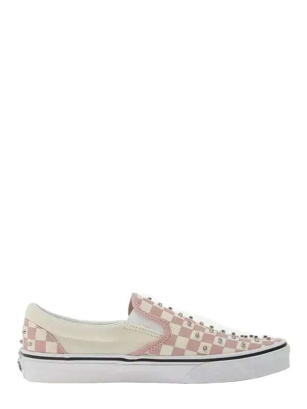 VANS Classic Checkerboard Stud-embellished Slip-on Sneakers - Pink