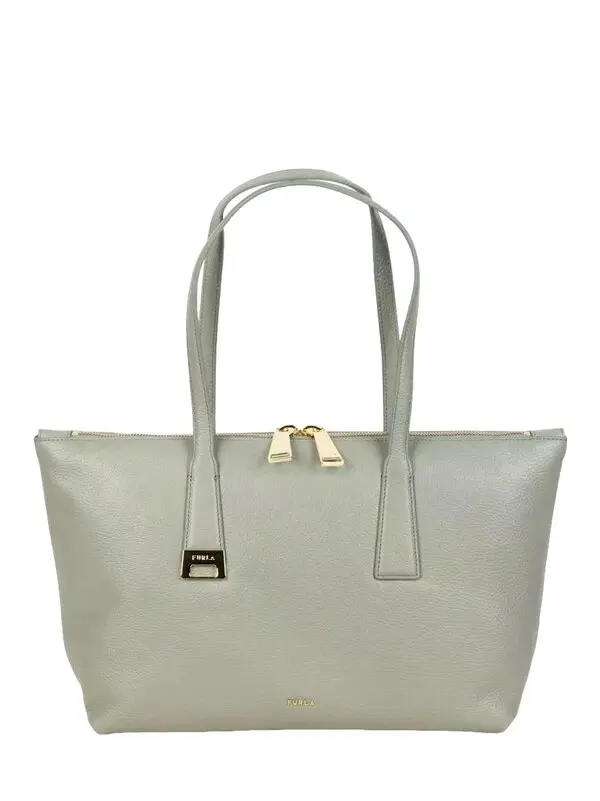 Furla Grainy Leather Tote Bag - Grey