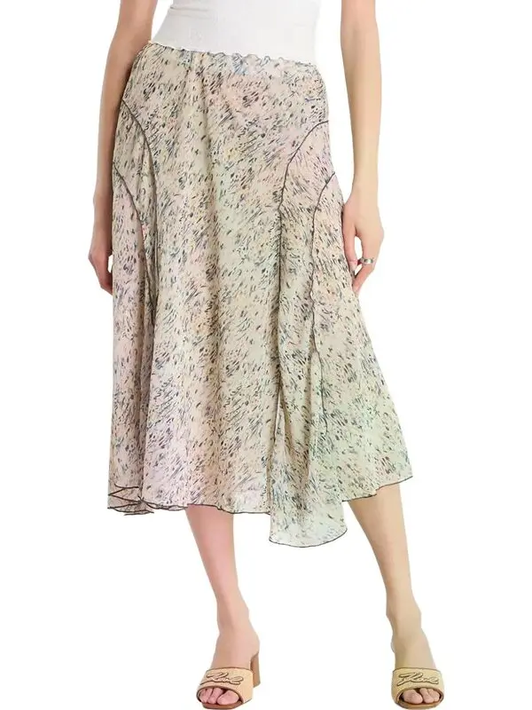 Desigual Abstract-print Panelled Skirt - White