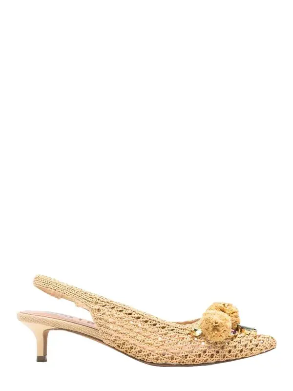 BIBI LOU Acer Embellished Raffia Pumps - Neutrals