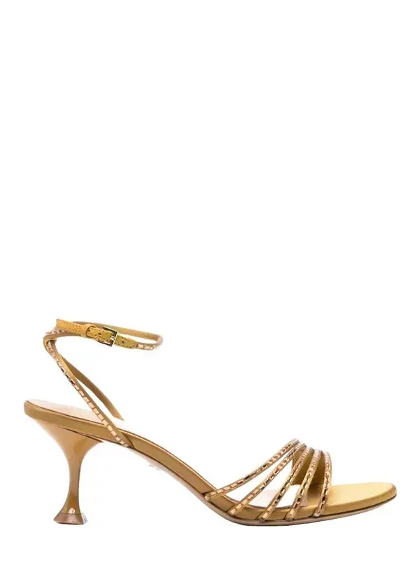 Lola Cruz Emma Crystal-embellished Leather Sandals - Gold