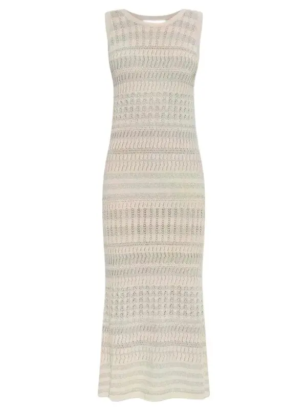AKEP Open-knit Striped Dress - Neutrals