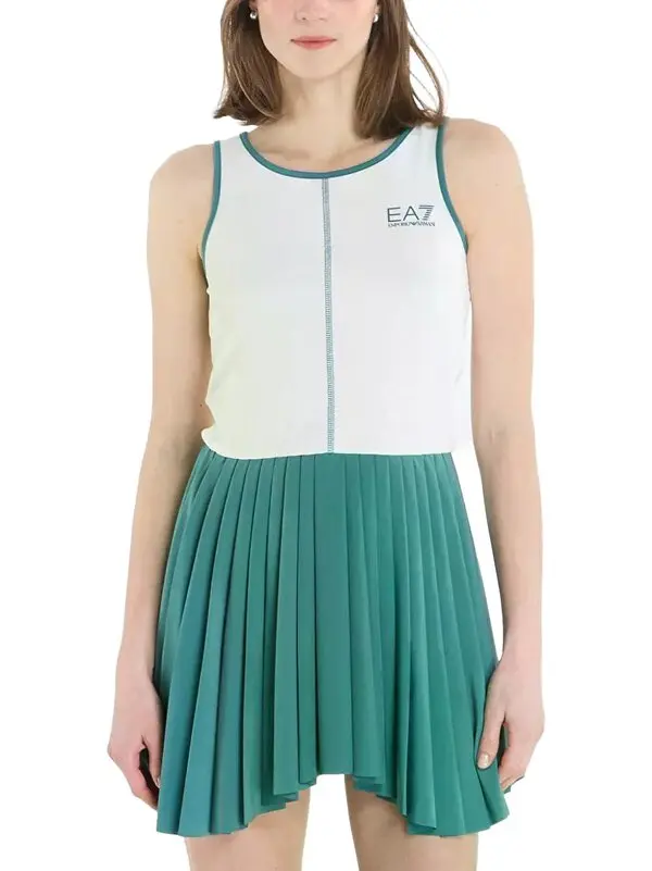 EA7 Tennis Pro Pleated Sleeveless Mini Dress - Green