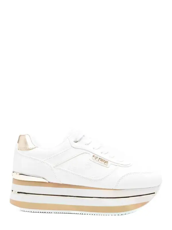 Guess Logo-embossed Platform Sneakers - White
