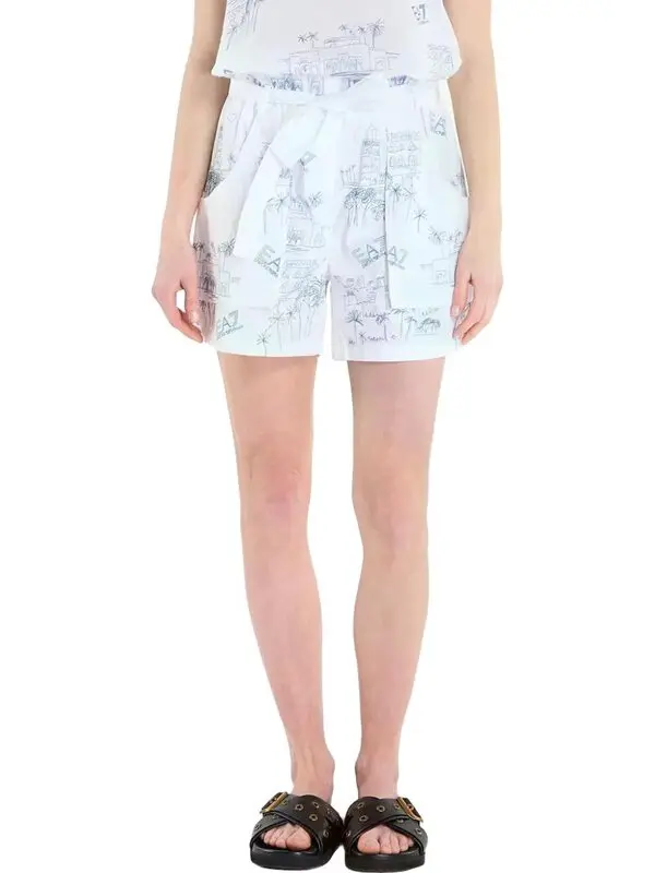 EA7 Graphic-print Cotton Shorts - White