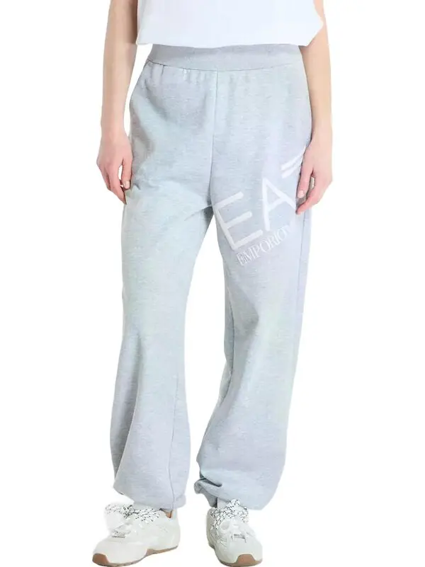 EA7 Logo Series Cotton Track Pants - Grey