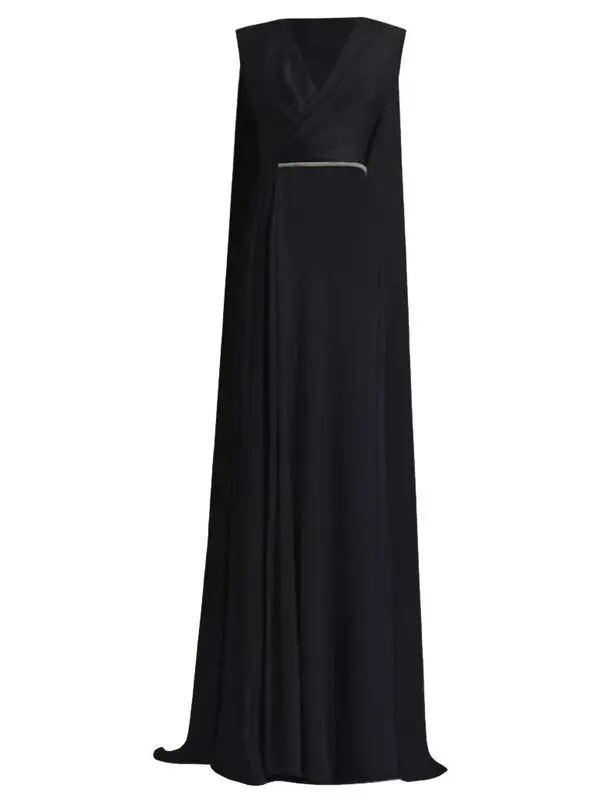 GEMY MAALOUF Cape-back V-neck Gown - Black