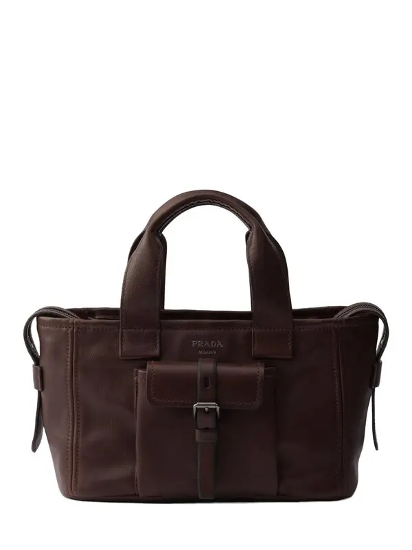 Prada Medium Leather Tote Bag - Cocoa Brown