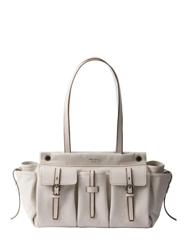 Prada Leather Tote Bag - Neutral