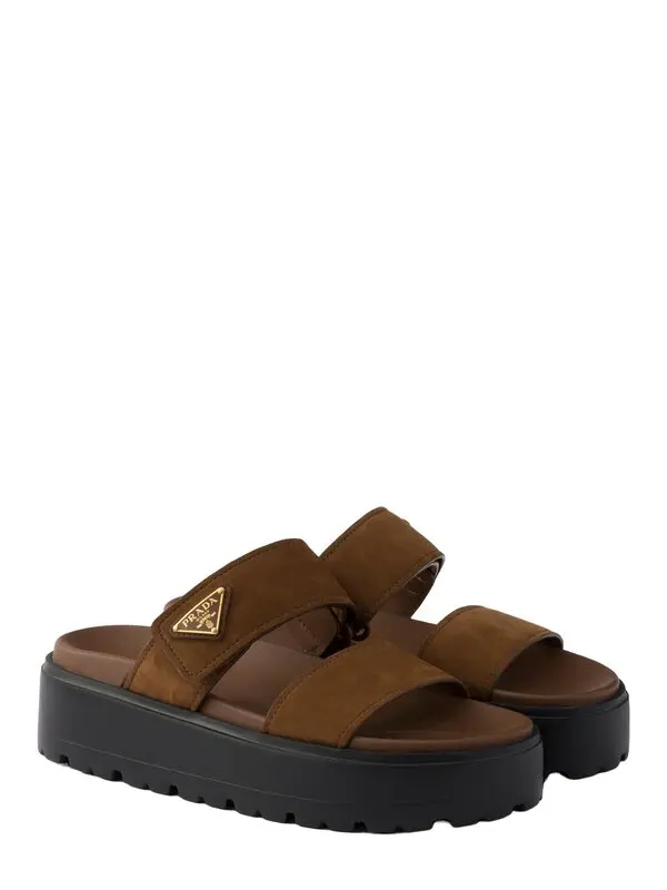 Prada Nubuck Slides - Brown