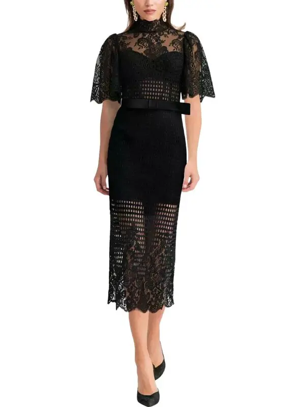 GEMY MAALOUF High-neck Lace Dress - Black