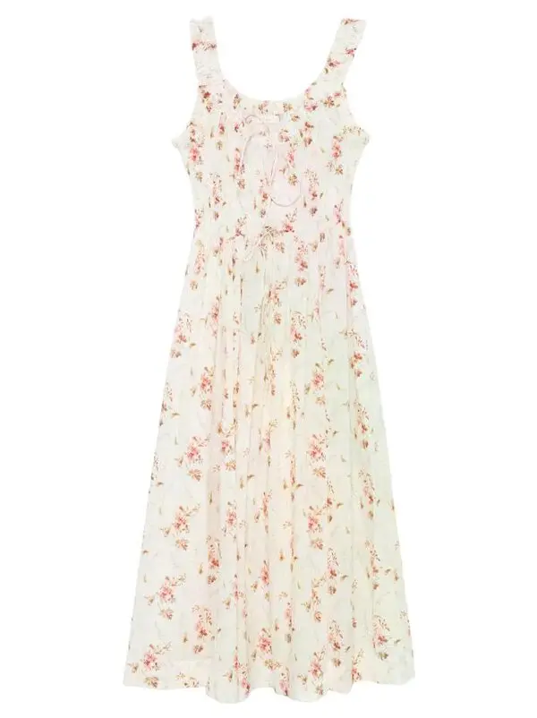 DÔEN Emmaretta Floral-print Midi Dress - White