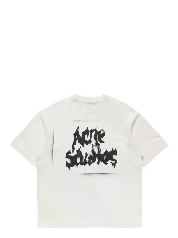 Acne Studios Logo-print Distressed T-shirt - Neutrals