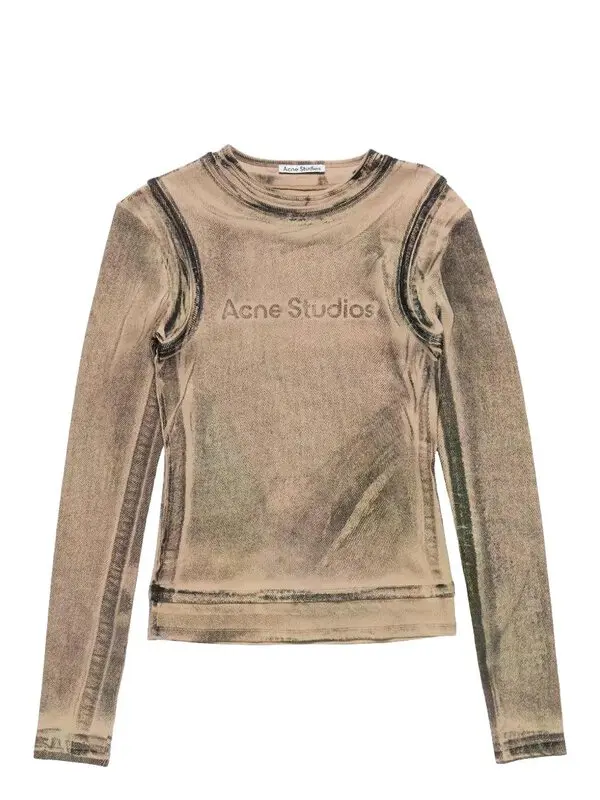 Acne Studios Logo-print Long-sleeve T-shirt - Neutrals