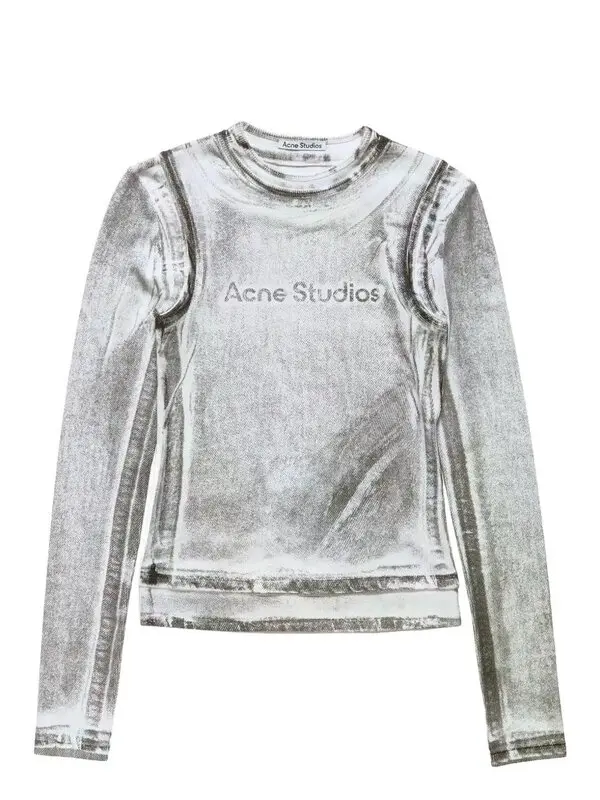 Acne Studios Logo-print Long-sleeve Top - White