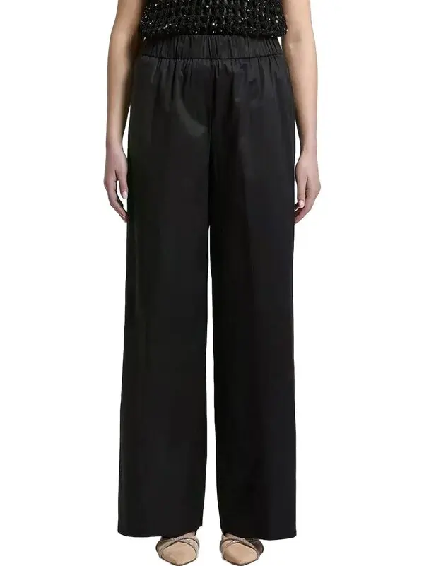 Peserico Elasticated-waistband Wide-leg Trousers - Black